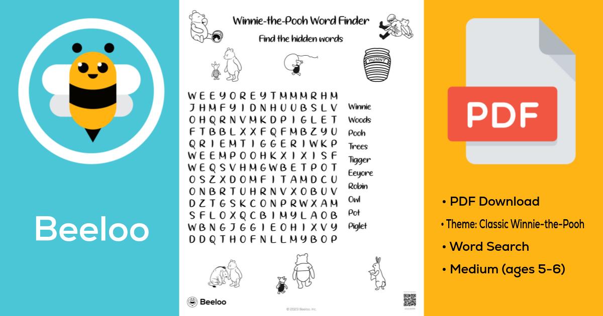 Winnie-the-Pooh Word Finder • Beeloo Printable Crafts and Activities ...