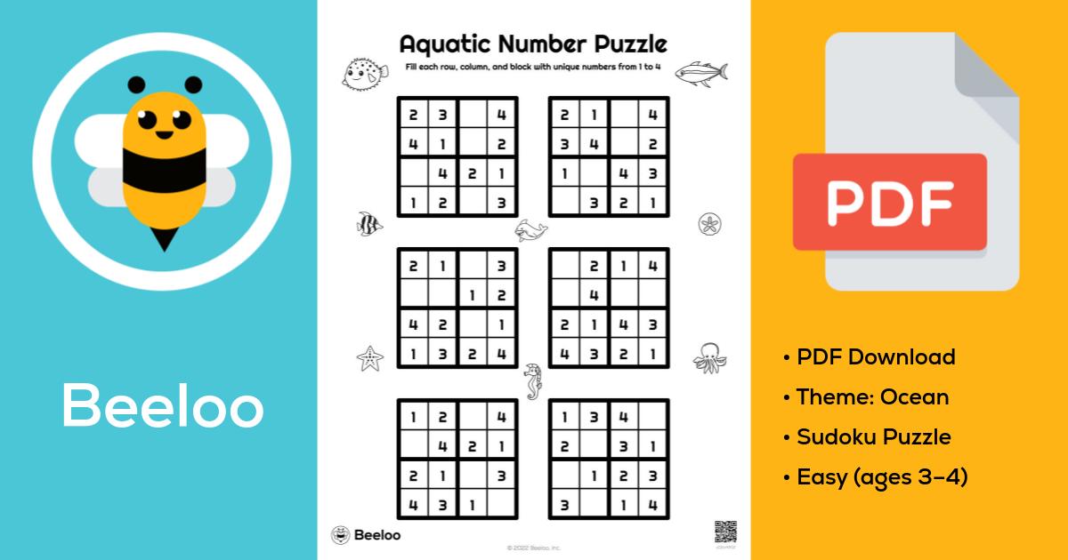 Aquatic Number Puzzle • Beeloo Printable Crafts and Activities for Kids