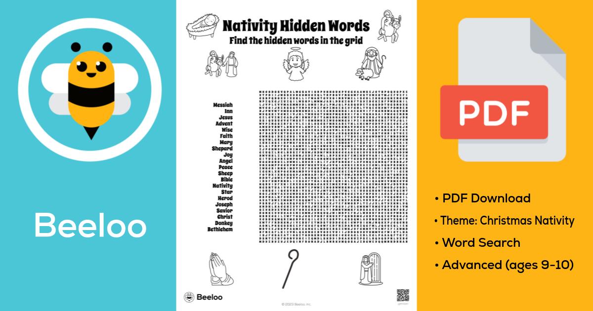 Nativity Hidden Words • Beeloo Printable Crafts and Activities for Kids